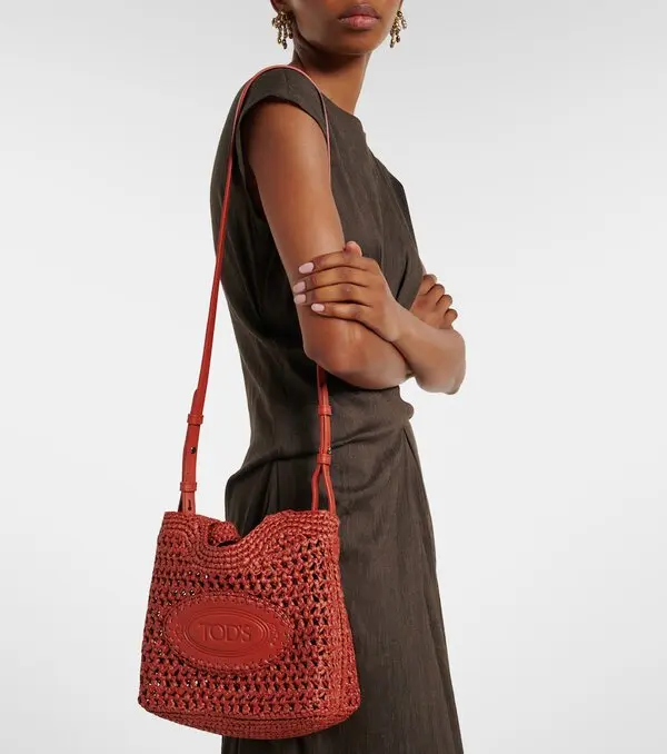 TOD'S Small Woven Tote Bag - Red
