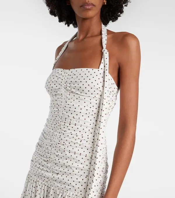 Posse Edie Polka-dot Halterneck Midi Dress - White