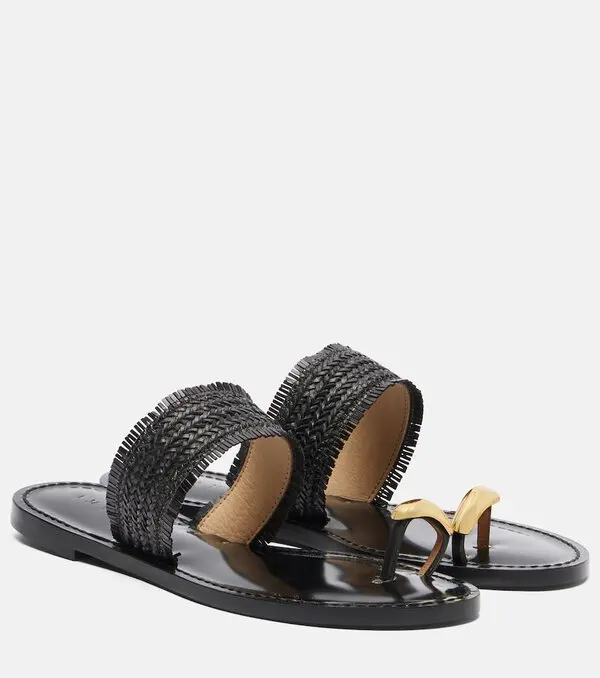 AMANU Kiwayu Braided Leather Sandals - Black