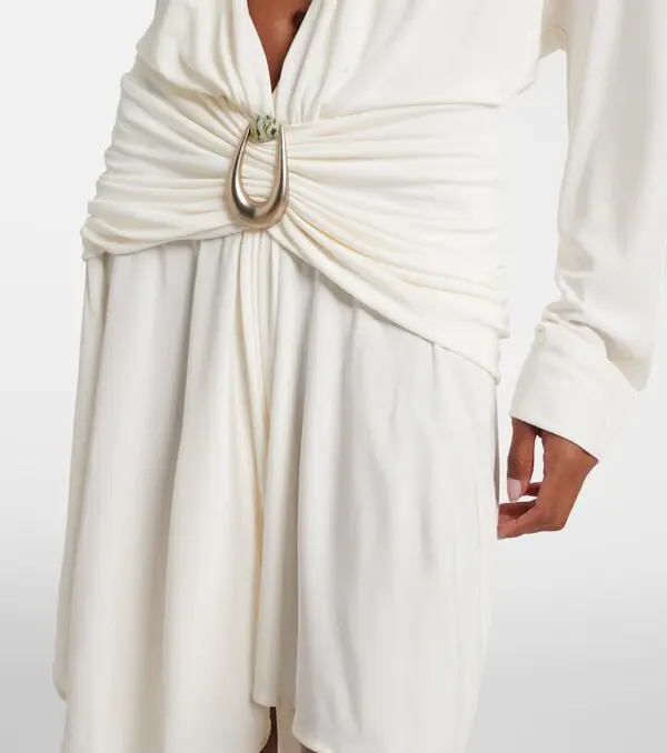 Christopher Esber Stone Pin Draped Jersey Minidress - White