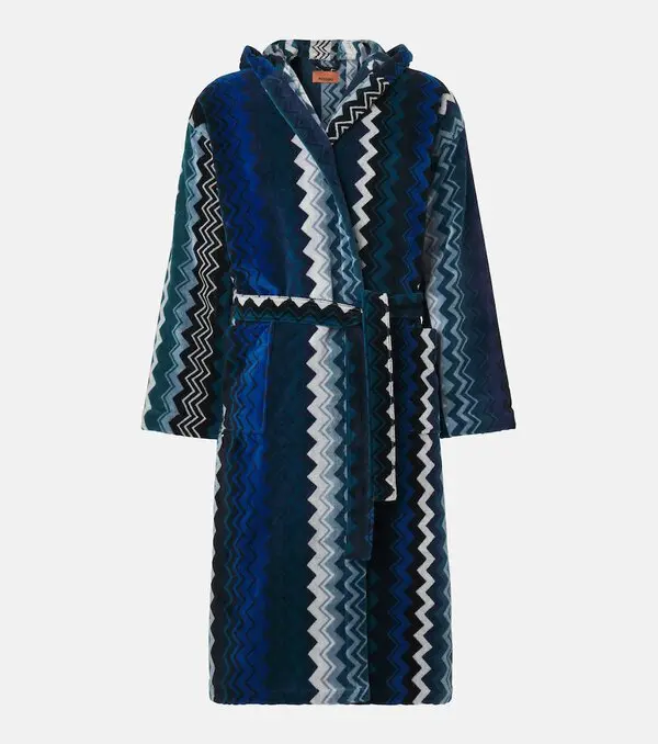 Missoni Giacomo Zigzag Cotton Bathrobe - Blue