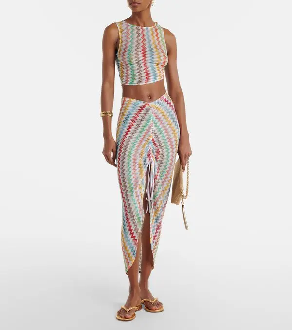 Missoni Zigzag Asymmetric Midi Skirt - Multicoloured