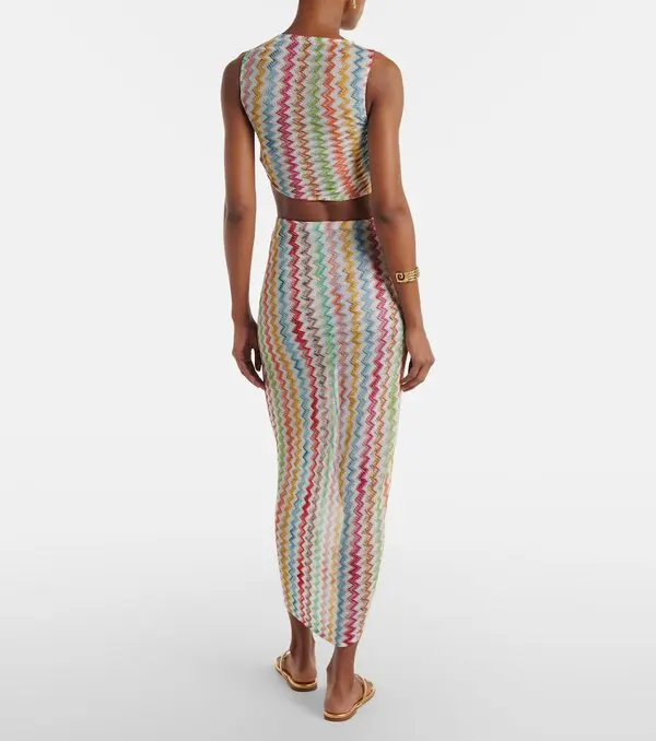 Missoni Zigzag Asymmetric Midi Skirt - Multicoloured