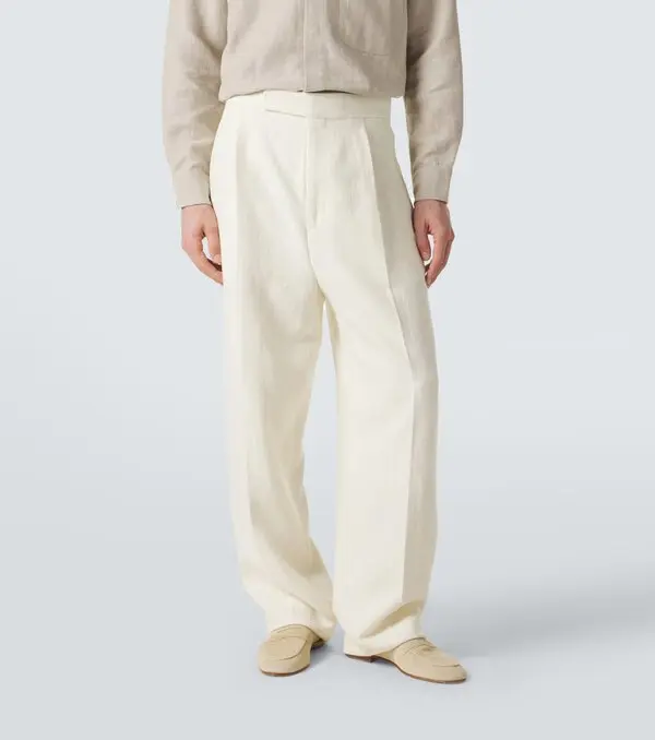 Zegna Wool And Linen Wide-leg Trousers