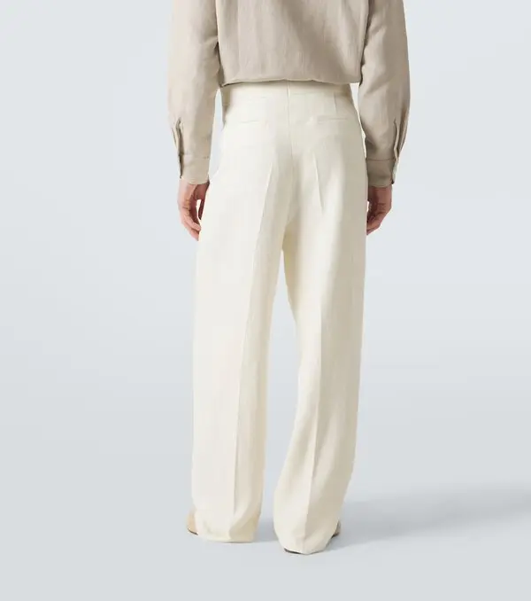 Zegna Wool And Linen Wide-leg Trousers