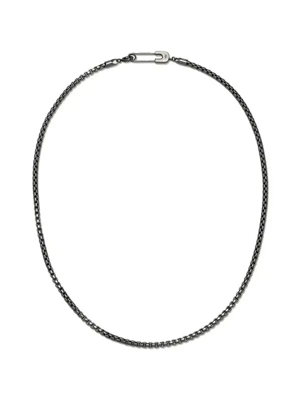 YOJ Safety-pin Box-chain Necklace - Black