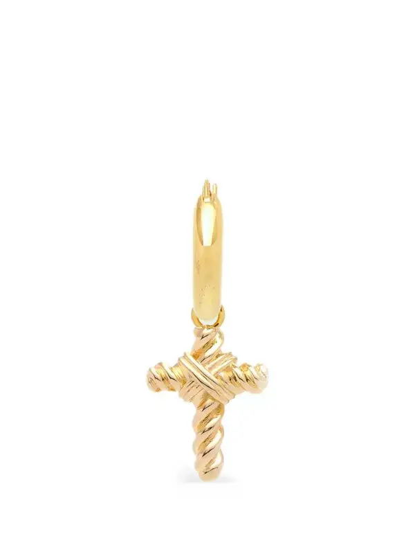 YOJ Spiro Cross Pendant Hoop Earring - Gold