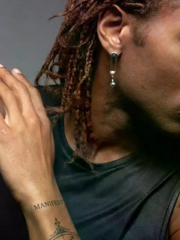 YOJ Safety Pin Ball Drop Earring