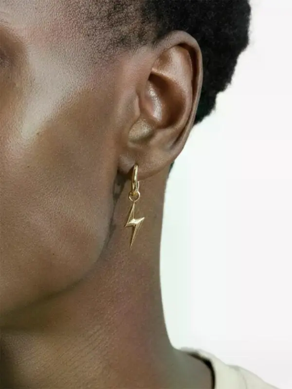 YOJ Tone Lightning Bolt Hoop Earring - Gold