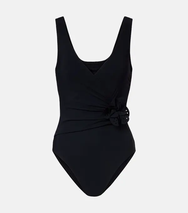 KARLA COLLETTO Rosetta Floral-applique One-piece Swimsuit - Black
