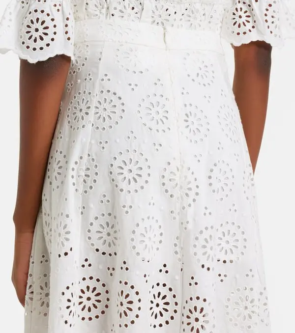 FRAME Broderie Anglaise Cotton Midi Skirt