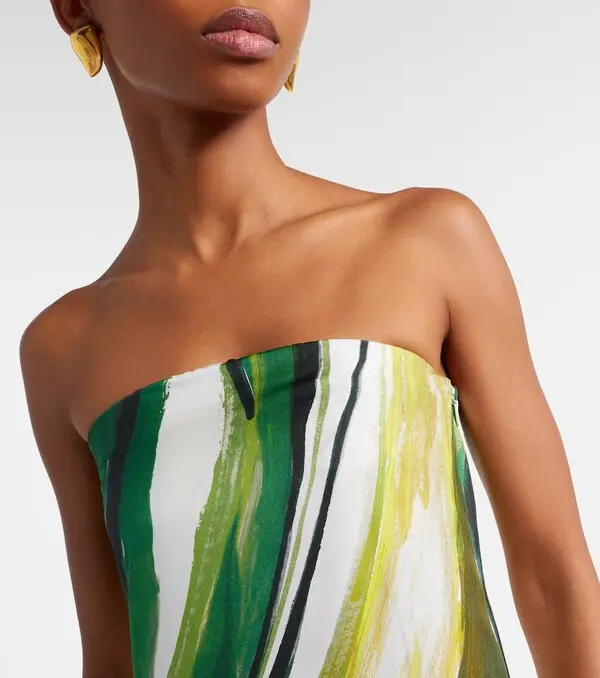 Christopher Esber Strapless Printed Silk Gown