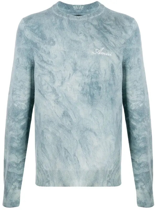 Amiri Marbled Effect Cashmere Sweater - Blue