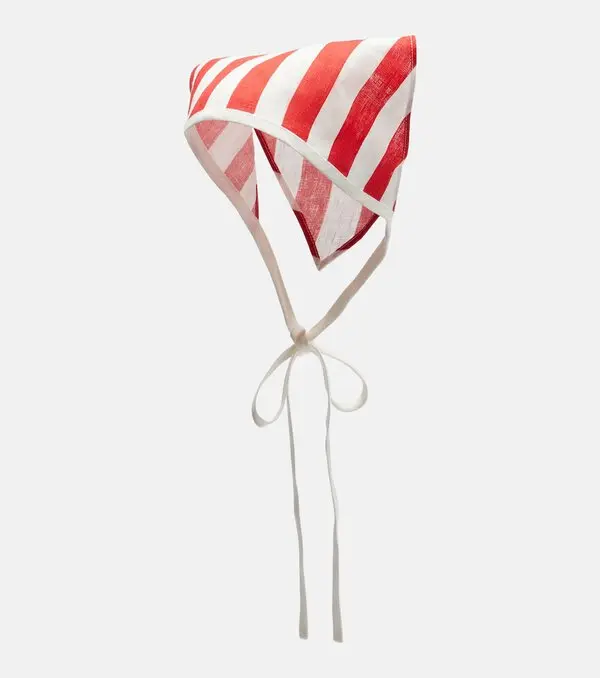 Posse Pamela Striped Linen Head Wrap - Red