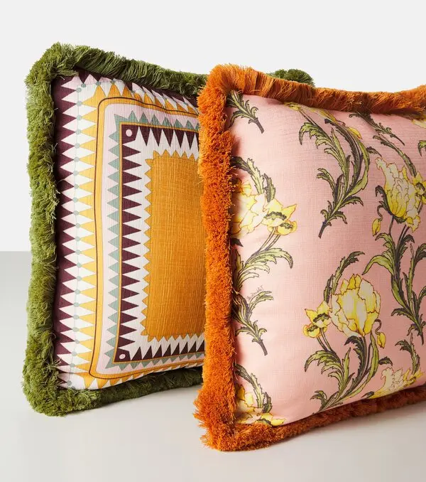 La DoubleJ Nymph Bloom Floral Fringed Cushion