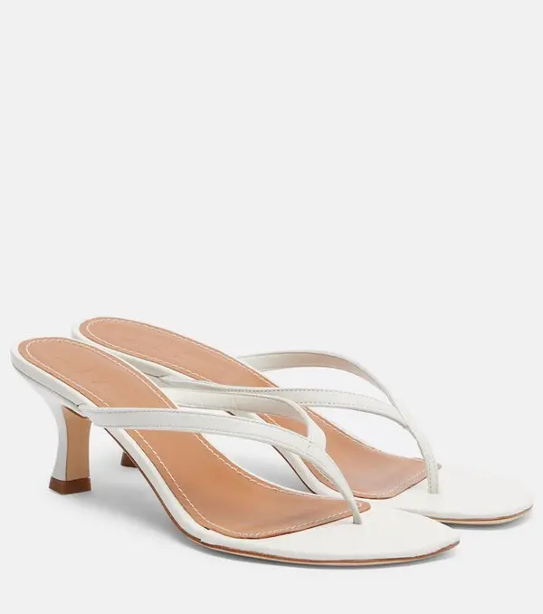 Staud Freja Leather Thong Sandals - White