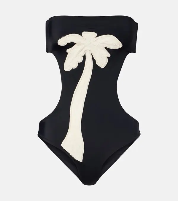 Johanna Ortiz Cutout Embroidered Swimsuit - Black