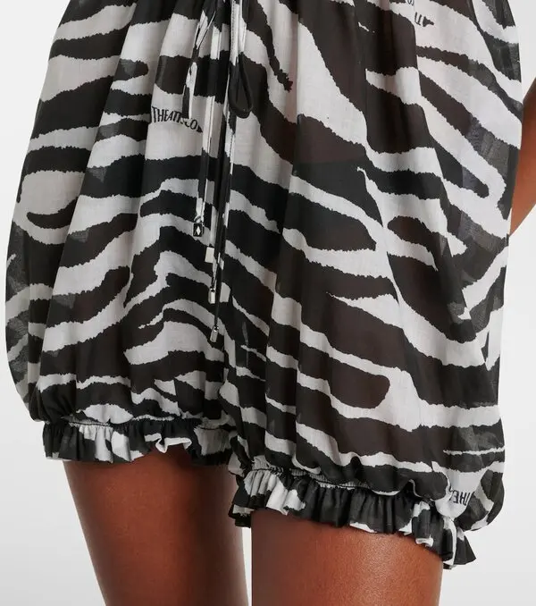 Attico Zebra Print Cotton Muslin Romper - White