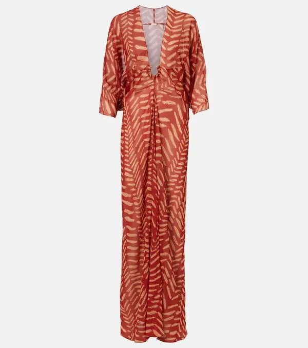 Johanna Ortiz Printed Georgette Maxi Dress - Red
