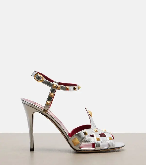 Valentino Garavani Rockstud Metallic Leather Sandals