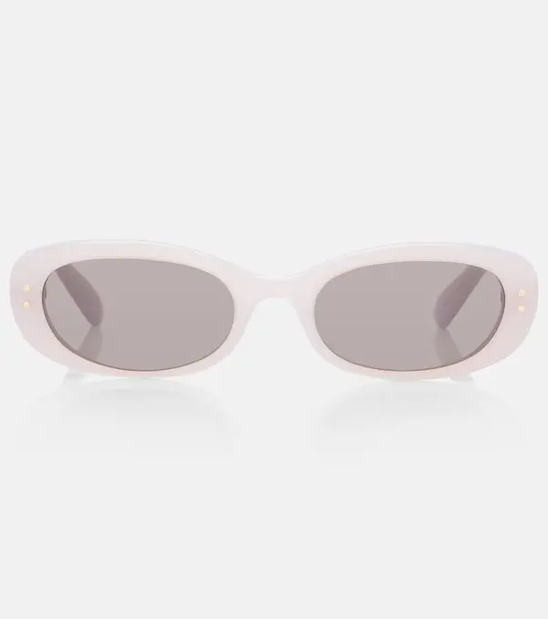 Dior Oval Sunglasses With Gold Tone Logo Detail - Pink
