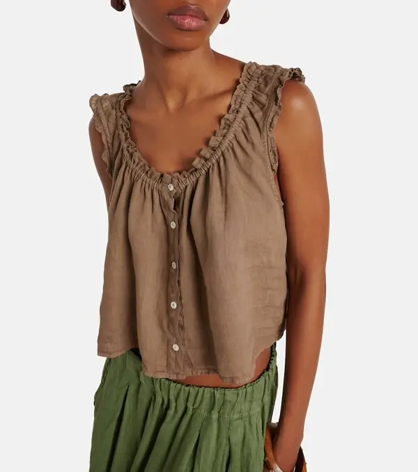Velvet By Graham & Spencer Tana Linen Top - Brown