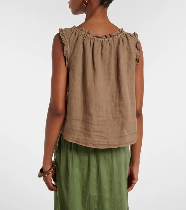 Velvet By Graham & Spencer Tana Linen Top - Brown