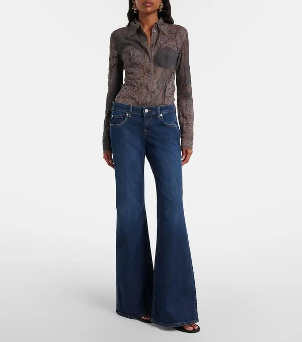 7 For All Mankind Low-rise Flared Jeans - Blue