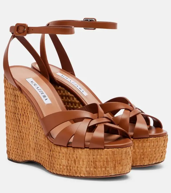 AQUAZZURA Copacabana Leather Wedge Sandals