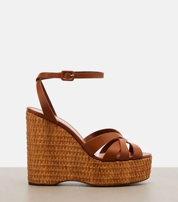 AQUAZZURA Copacabana Leather Wedge Sandals
