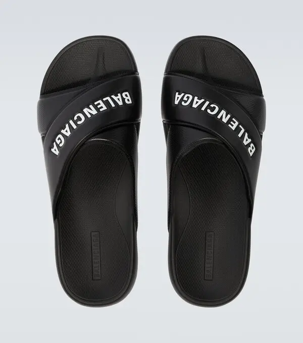Balenciaga Sporty Pool Slides - Black