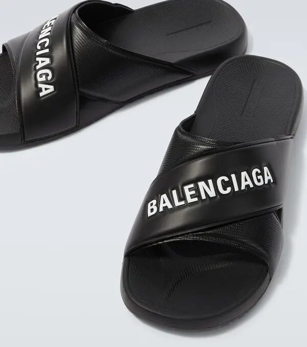 Balenciaga Sporty Pool Slides - Black