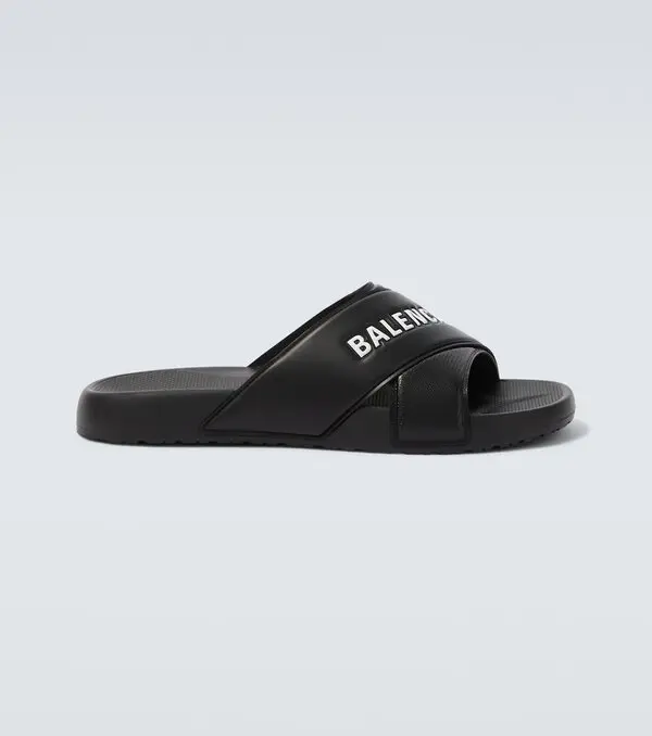 Balenciaga Sporty Pool Slides - Black