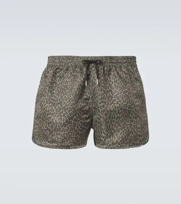CDLP Leopard-print Swim Trunks - Grey