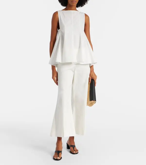 Khaite Walter Cotton And Silk Flared Pants - White