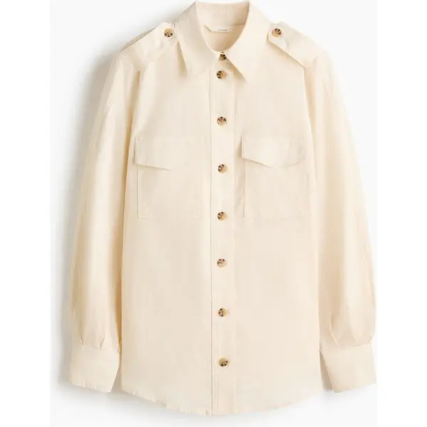 H&m Linen-blend Cargo Shirt