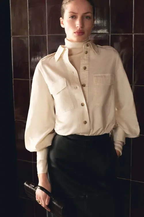 H&m Linen-blend Cargo Shirt
