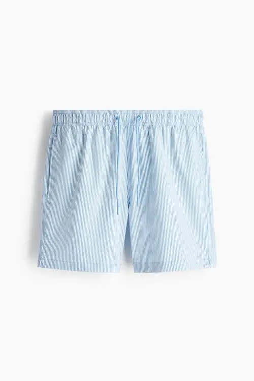 H&m Seersucker Swim Shorts - Light Blue/striped