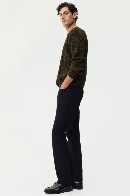 H&m Slim Fit Cotton Twill Trousers - Black
