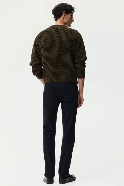 H&m Slim Fit Cotton Twill Trousers - Black
