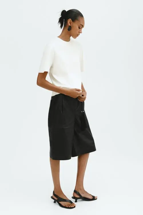 H&m Ribbed Knit T-shirt With Dropped Shoulders - White
