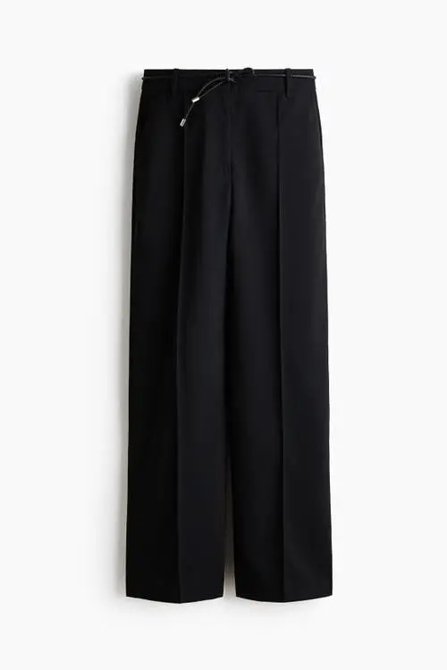 H&m Straight Belted Trousers