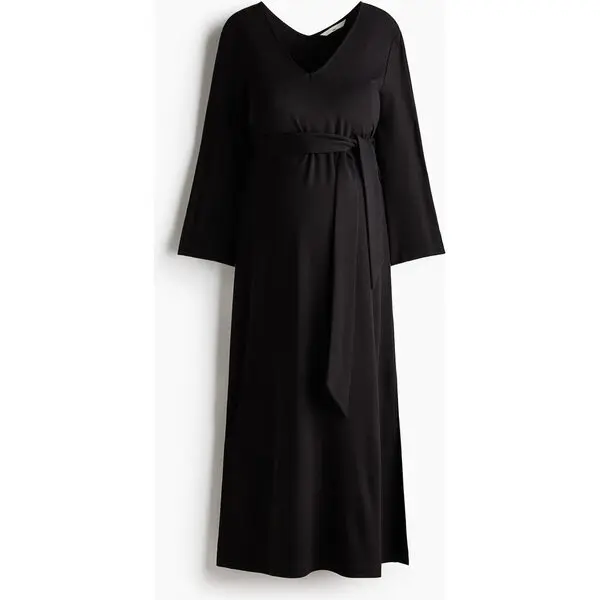 H&m Mama Tie-belt Jersey Midi Dress