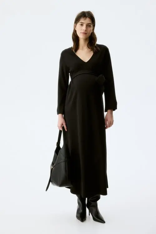 H&m Mama Tie-belt Jersey Midi Dress