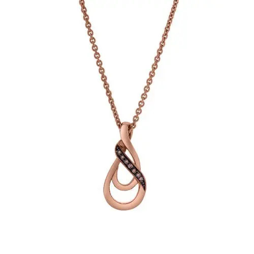 LUVMYJEWELRY Sorelle Sterling Silver 0.03 Ct Diamond Twist Pendant Necklace - Pink Rhodium Sterling Silver