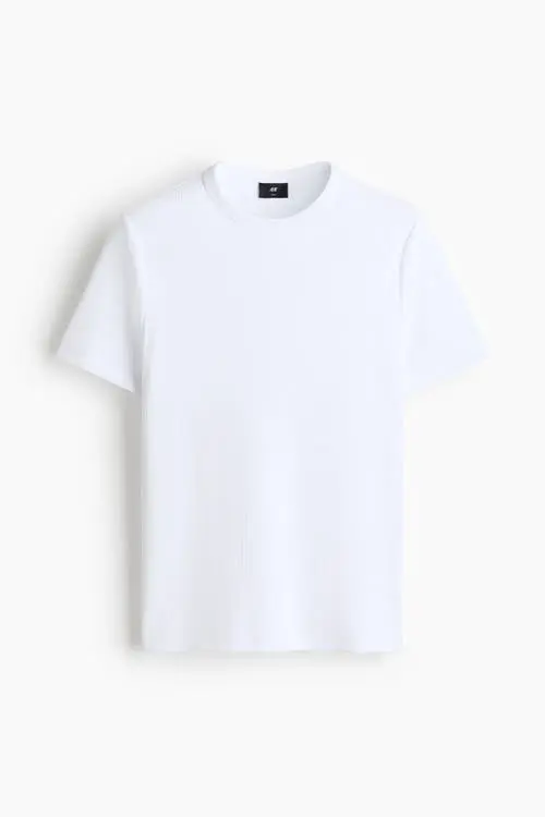 H&M Slim Fit Ribbed T-shirt - White
