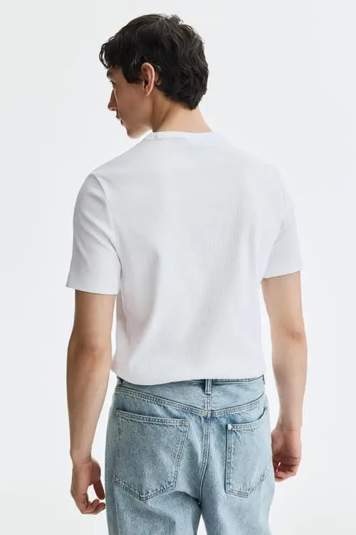 H&M Slim Fit Ribbed T-shirt - White
