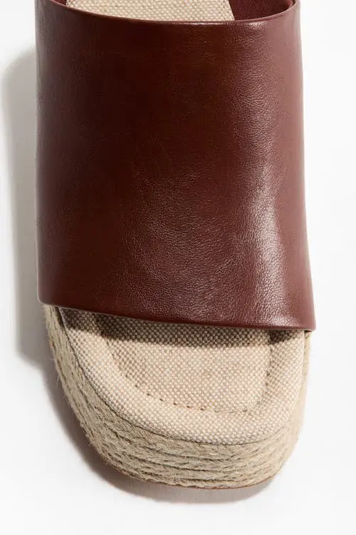 H&m Heeled Platform Espadrille Sandals - Dark Brown