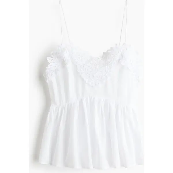 H&m Lace-trimmed Strappy Top - White