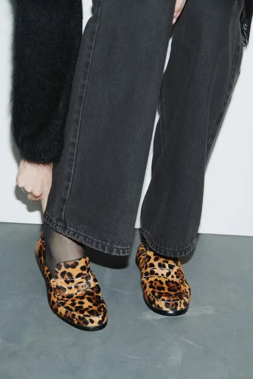 H&m Leopard Print Leather Loafers